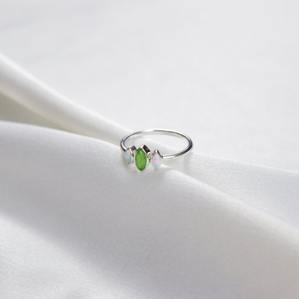 Silver Jade White Lotus Ring | Meilia